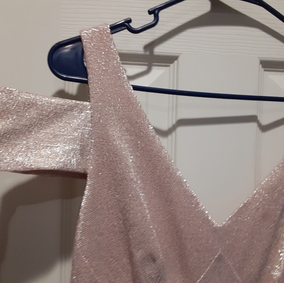 Calvin Klein | Dresses | Calvin Klein Rose Gold Cold Shoulder Evening ...